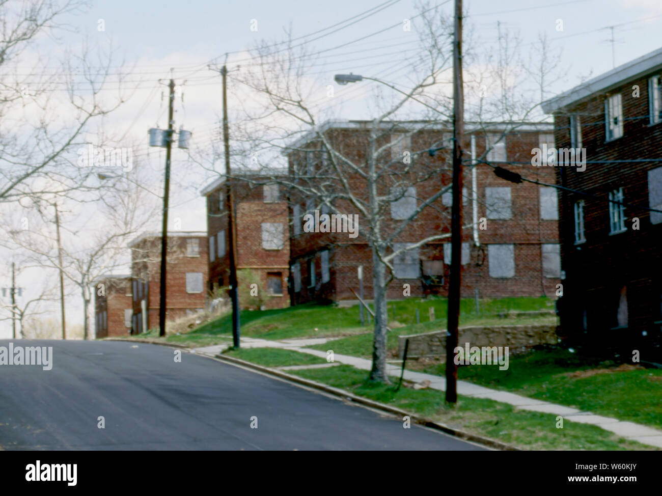Washington DC, USA, May, 1994 Abandoned vacant public housing apartment ...