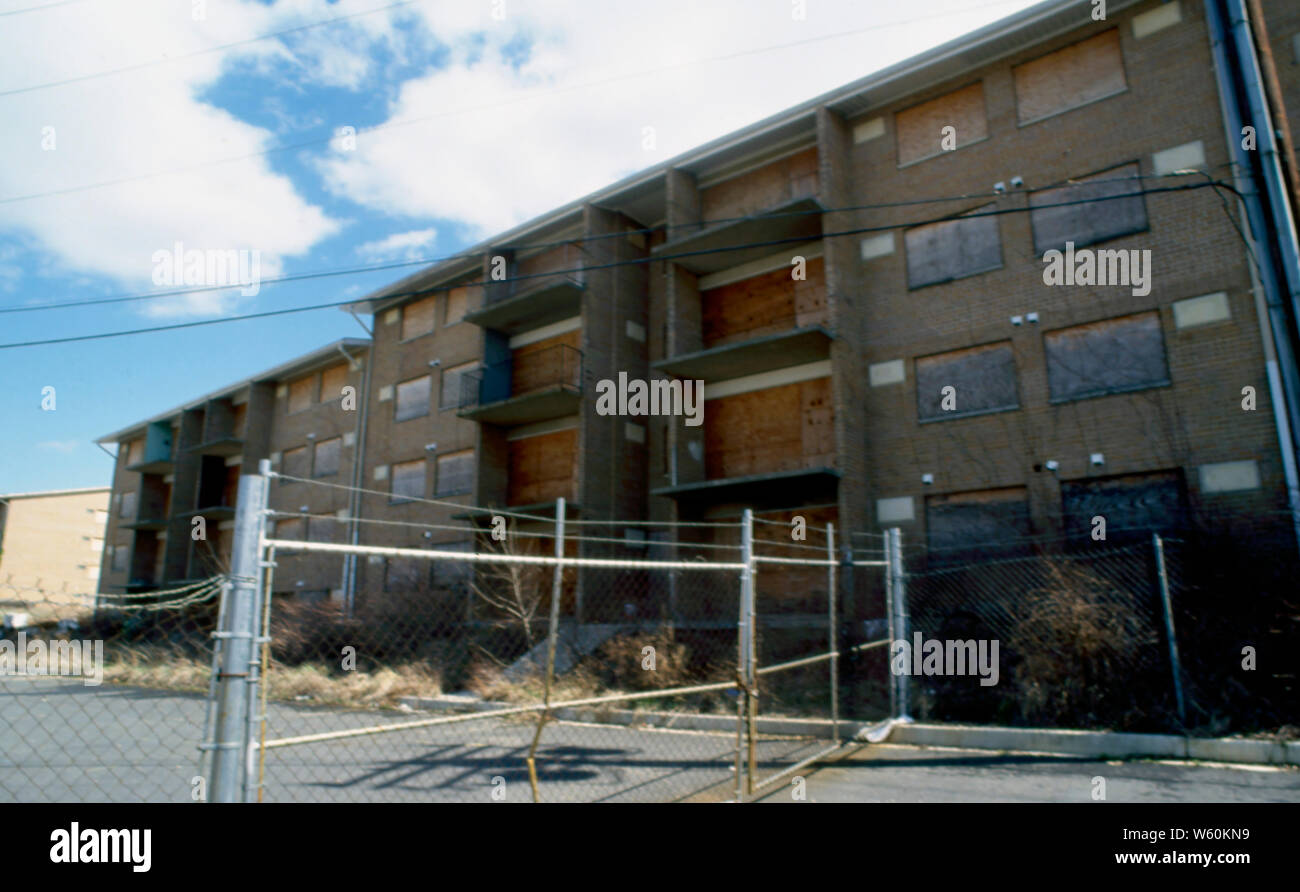 Washington DC, USA, May, 1994 Abandoned vacant public housing apartment ...