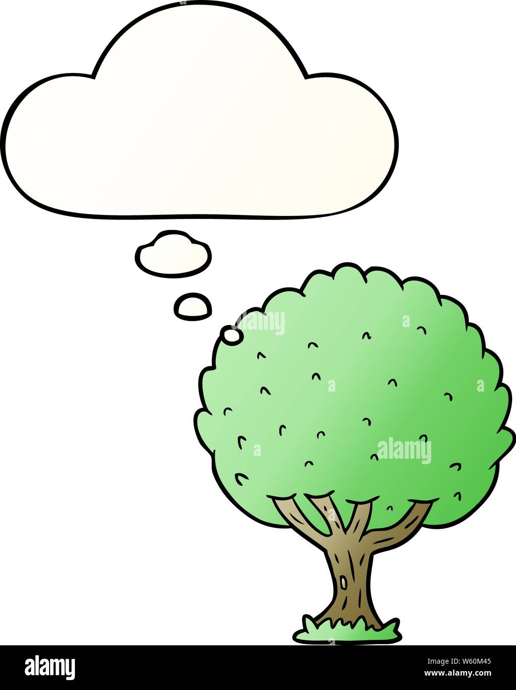 cartoon tree with thought bubble in smooth gradient style Stock Vector ...