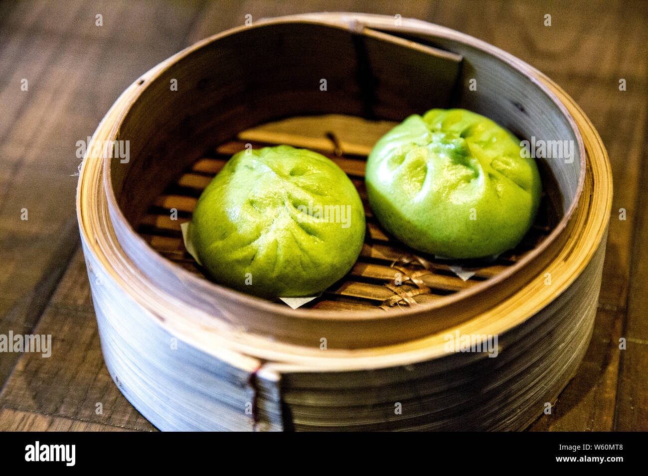 Green baozi steamed dumplings at Baozi Inn, Market Hall Victoria ...