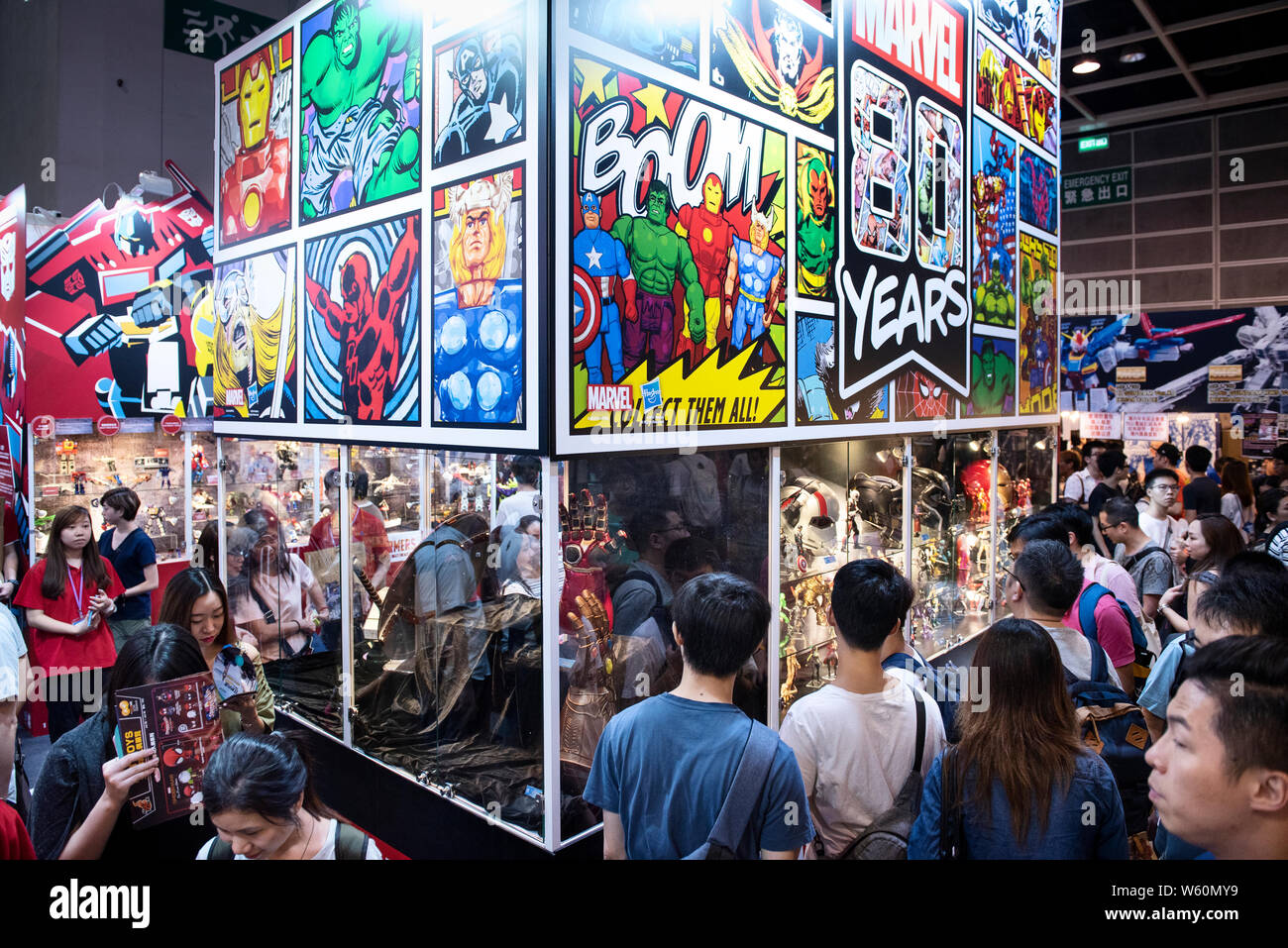 Visitors and customers seen at Disney's Marvel Studio booth during the ...