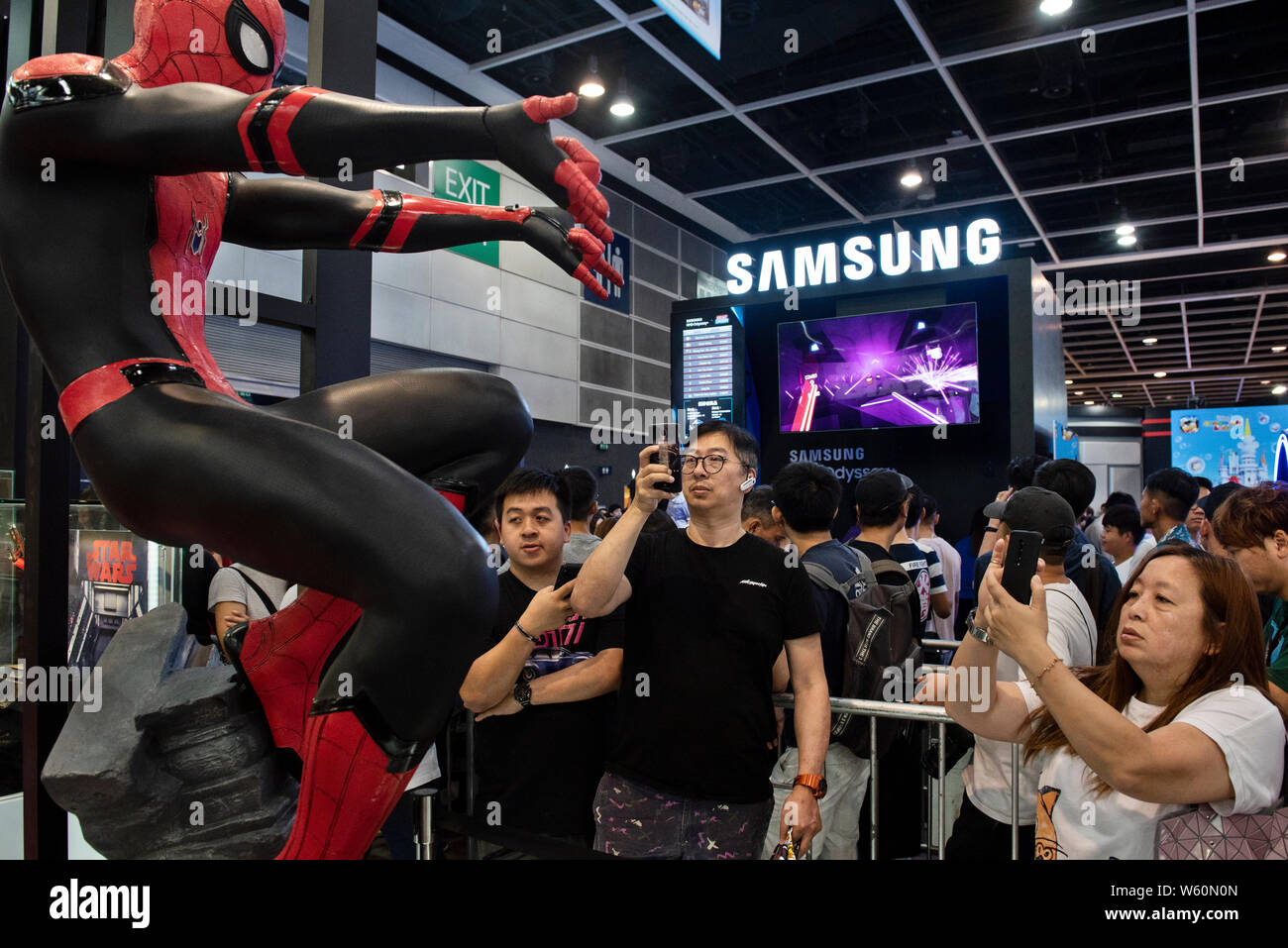 Visitors and customers seen looking at Marvel Avengers character Spider ...