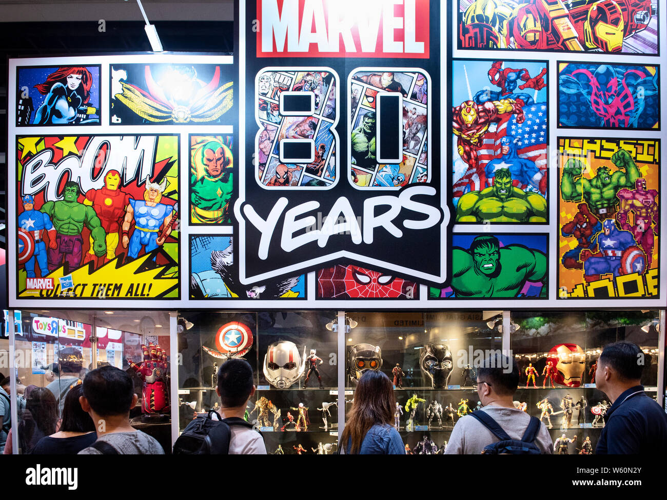 Visitors and customers seen at Disney's Marvel Studio booth during the ...