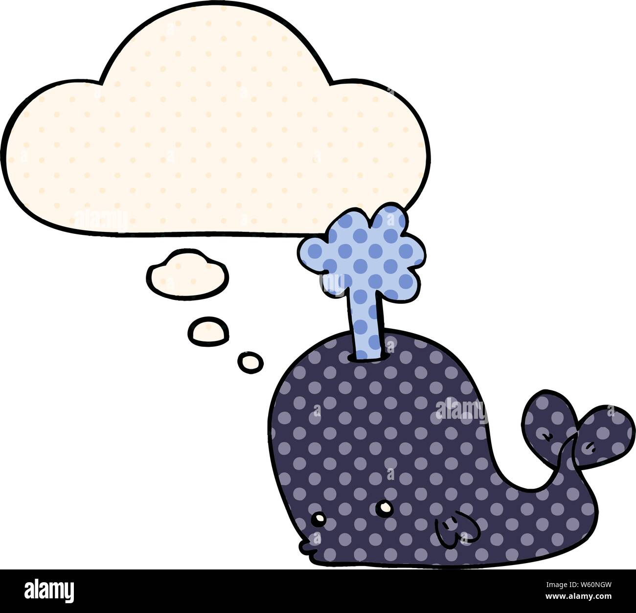cartoon whale with thought bubble in comic book style Stock Vector ...