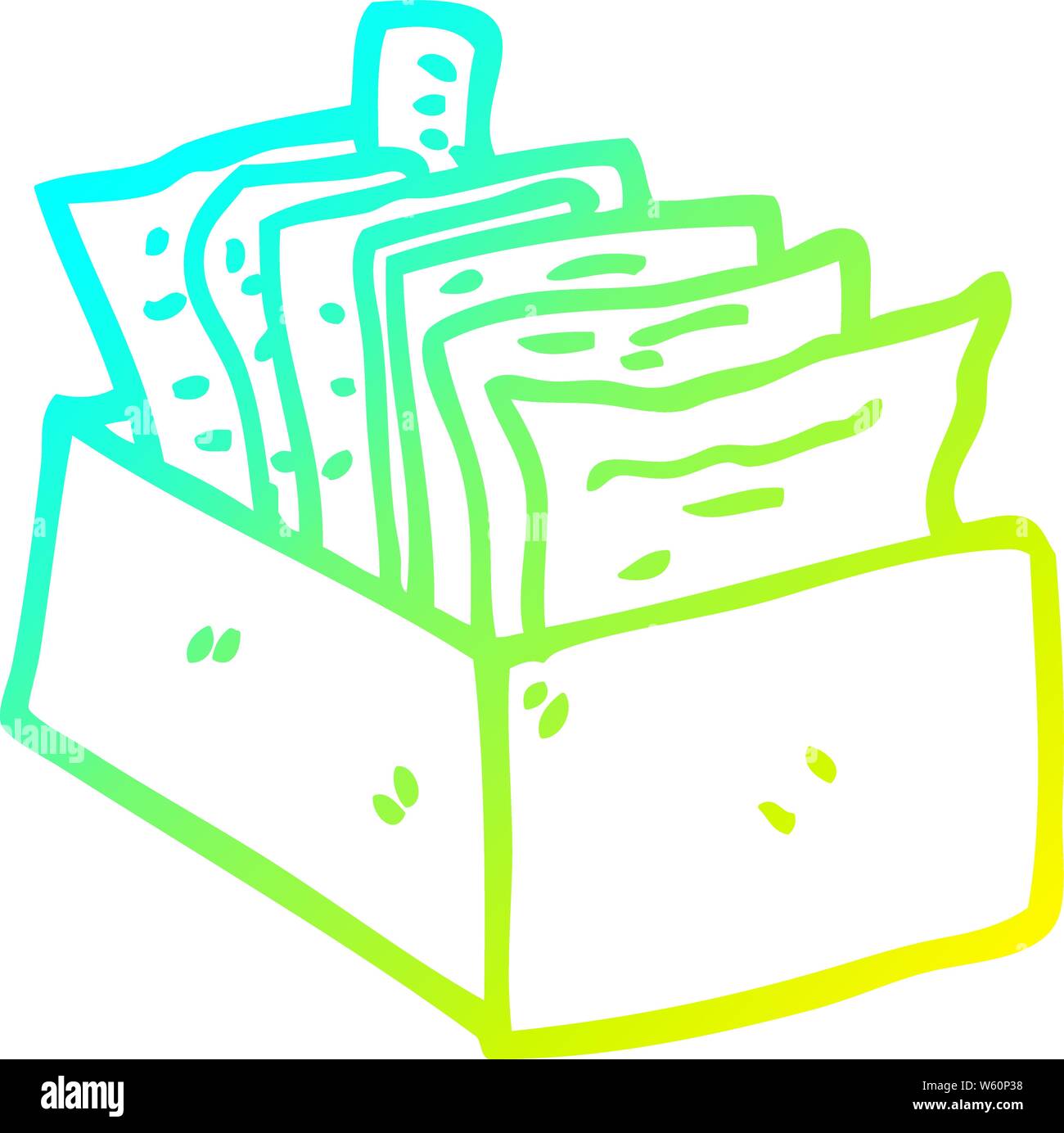 cold gradient line drawing of a cartoon office filing box Stock Vector ...