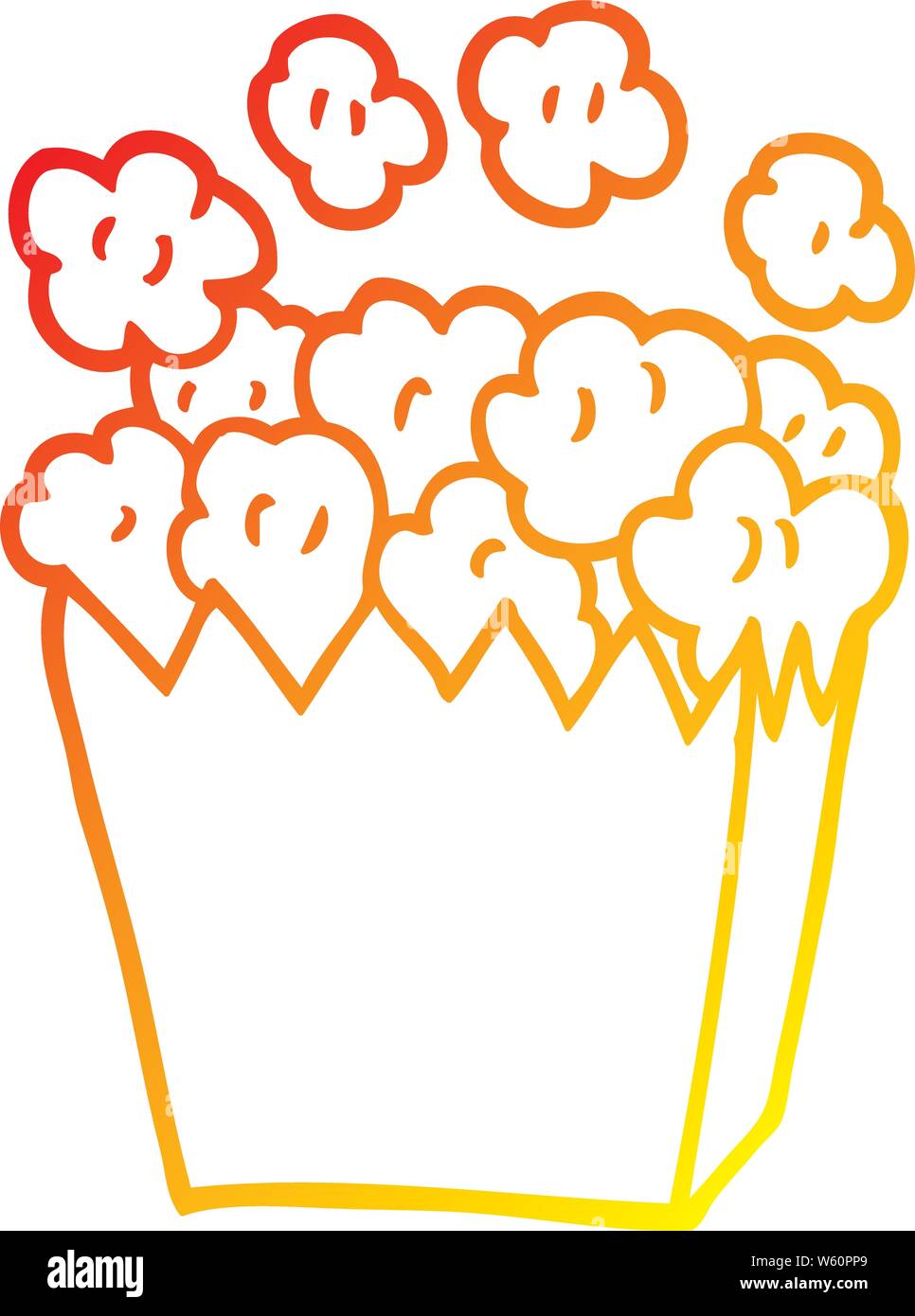warm gradient line drawing of a cartoon popcorn Stock Vector Image ...