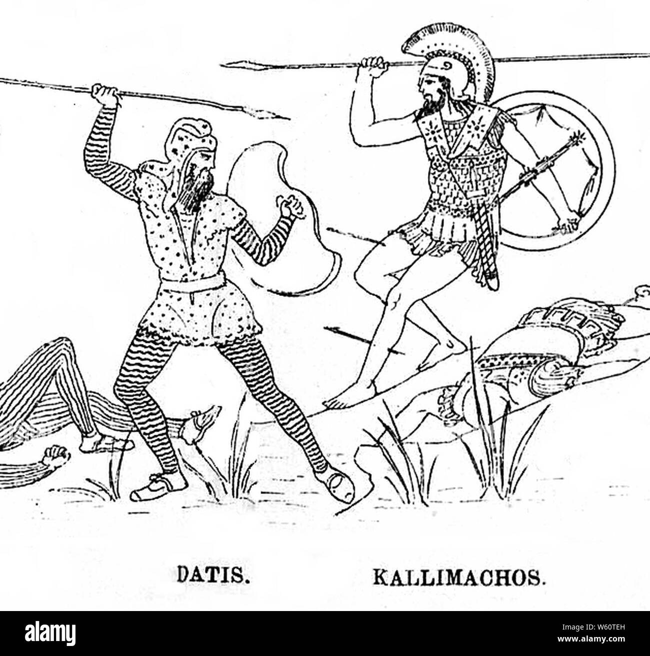 Datis fighting Kallimachos at the Battle of Marathon in the Stoa ...