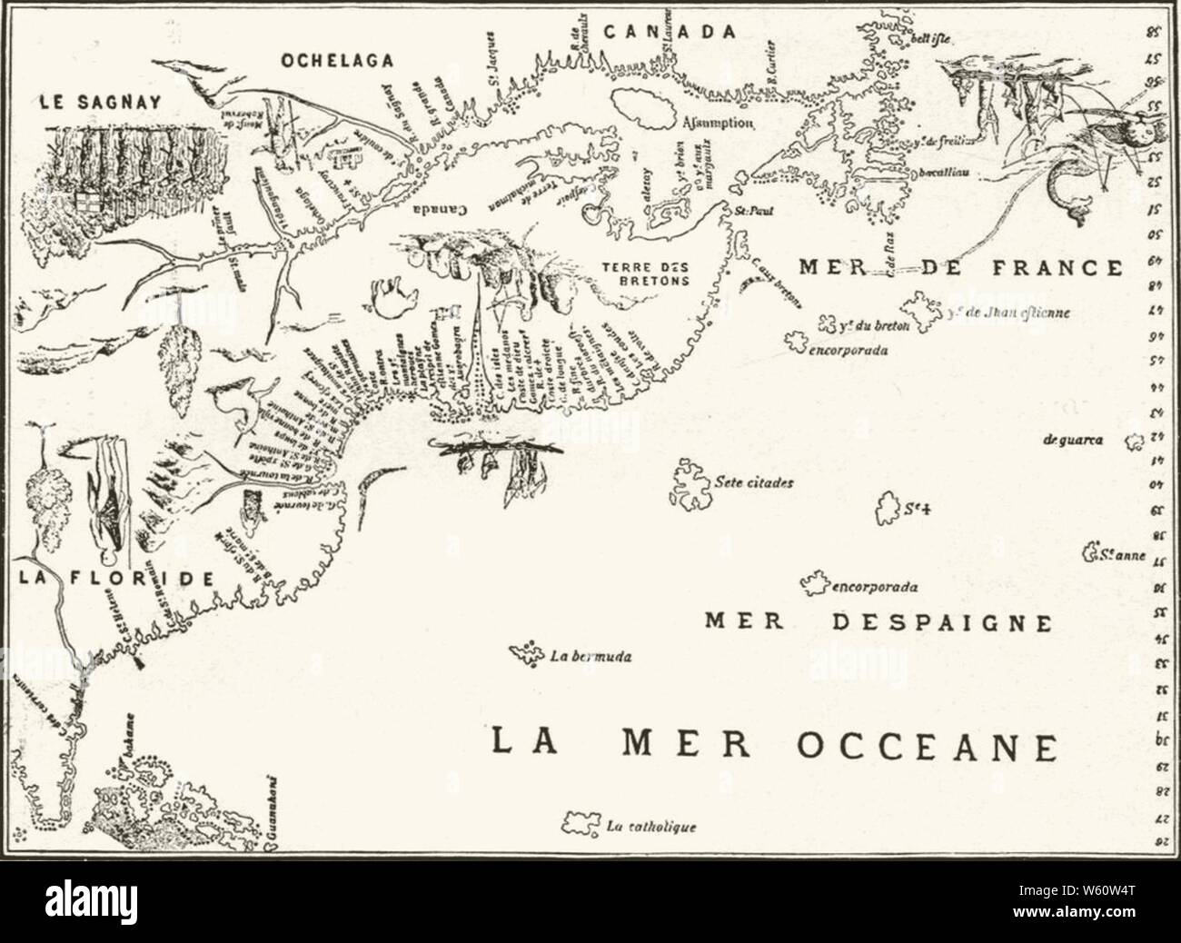 Dauphin Map of Canada - circa 1543 - Project Gutenberg Stock Photo - Alamy
