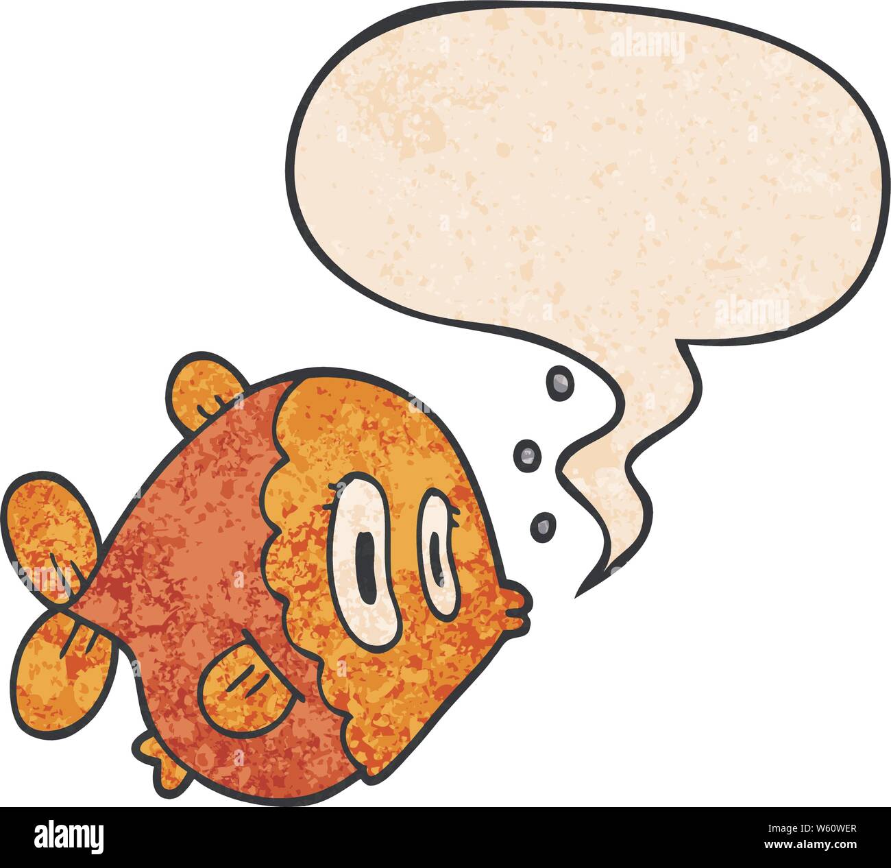 cartoon fish with speech bubble in retro texture style Stock Vector ...