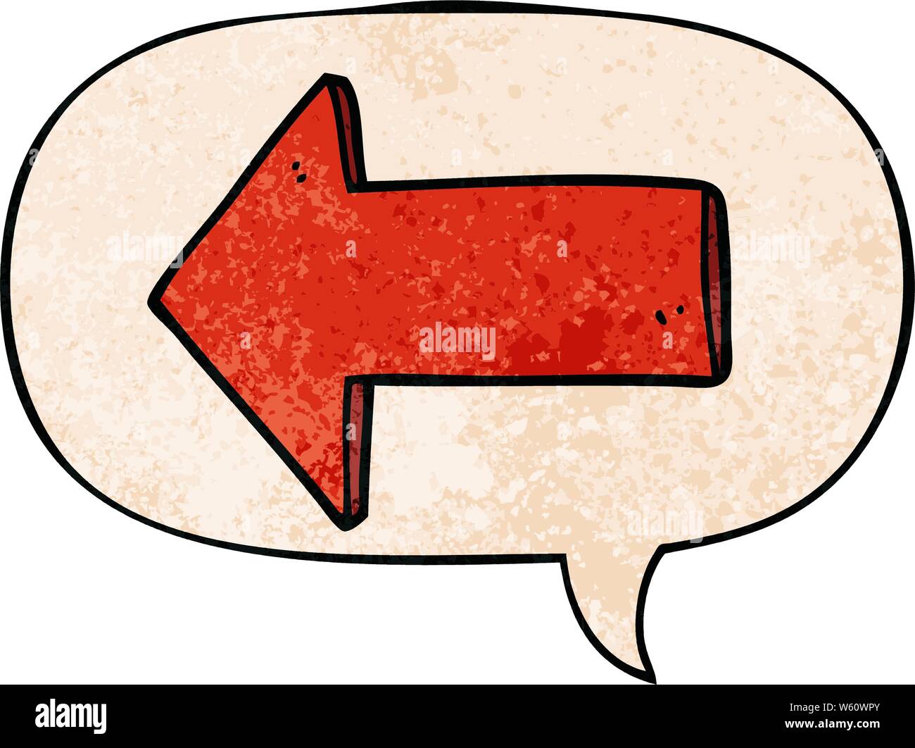 cartoon arrow with speech bubble in retro texture style Stock Vector ...