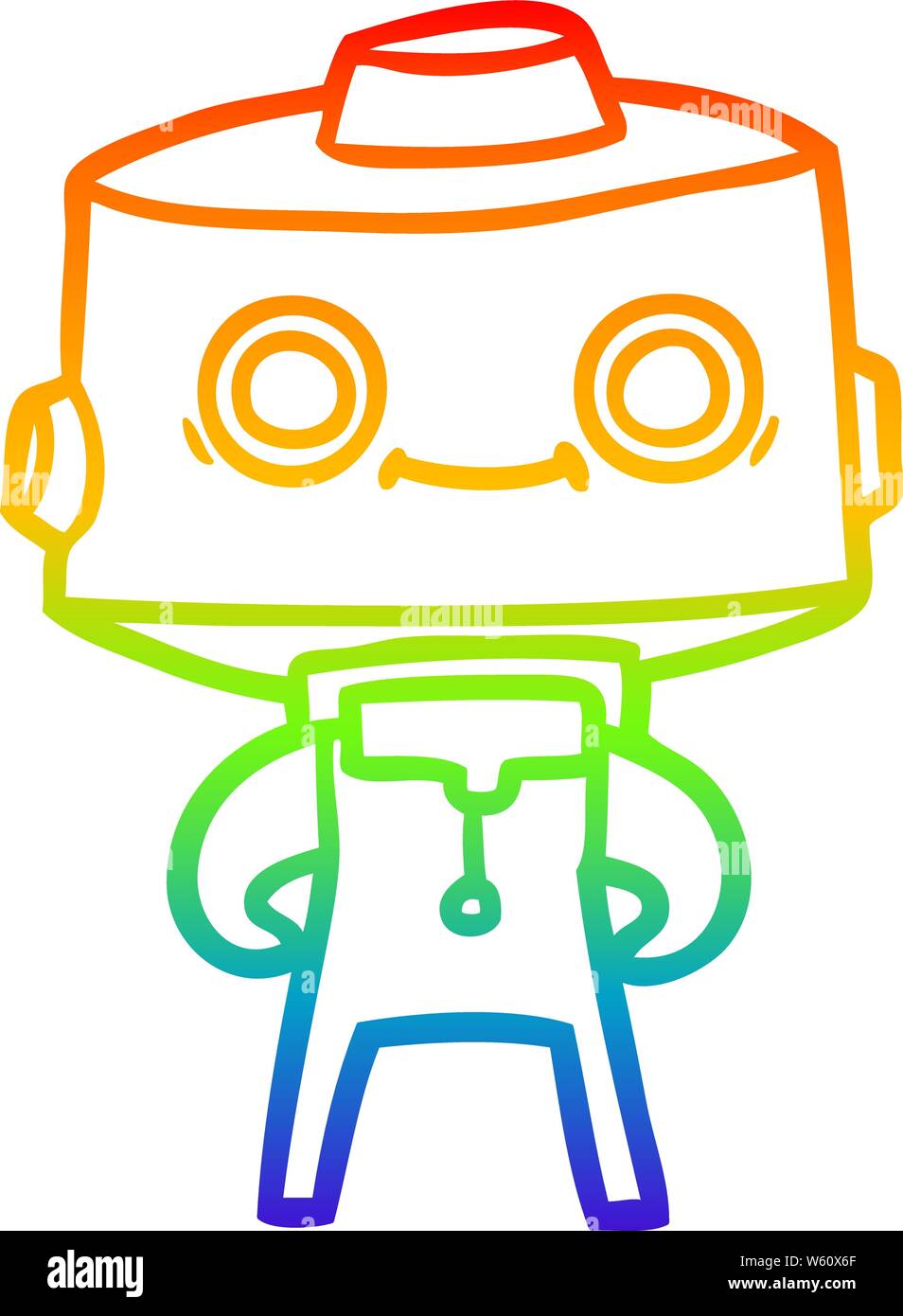 rainbow gradient line drawing of a cartoon robot Stock Vector Image ...