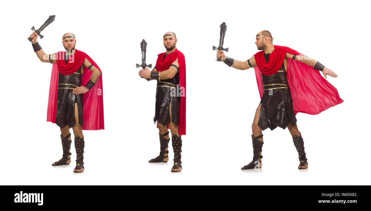 The gladiator isolated on white background Stock Photo - Alamy