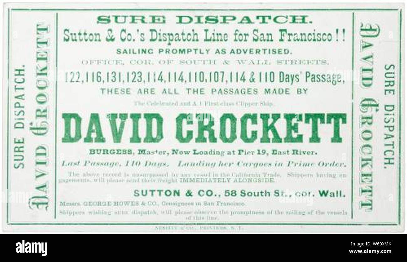 DAVID CROCKET Clipper ship sailing card Stock Photo - Alamy