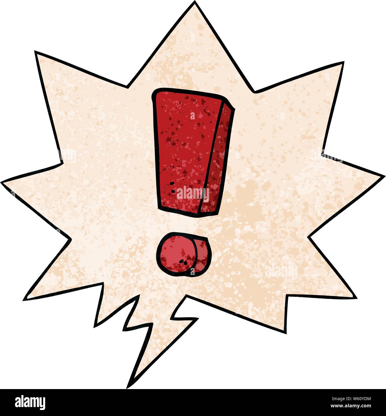 cartoon exclamation mark with speech bubble in retro texture style ...