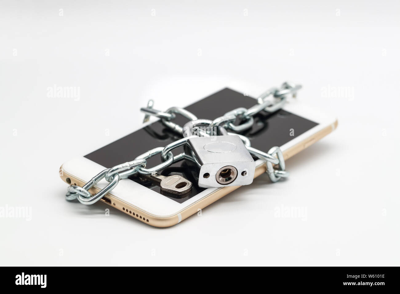 smart phone with chain lock and money isolated, idea for technology ...