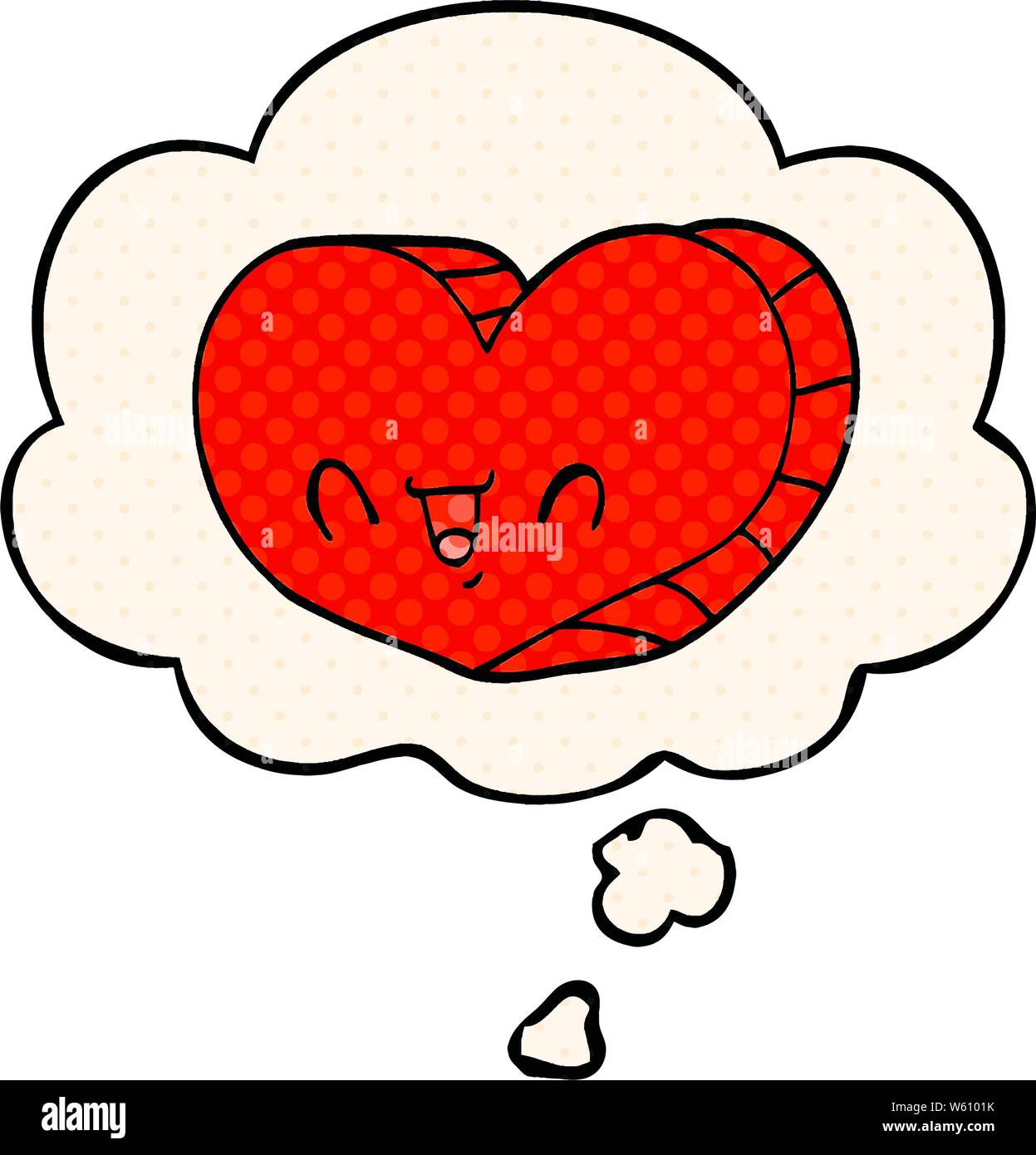 cartoon love heart with thought bubble in comic book style Stock Vector ...