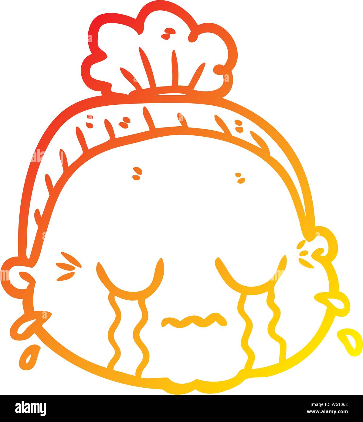 warm gradient line drawing of a cartoon old lady Stock Vector Image ...