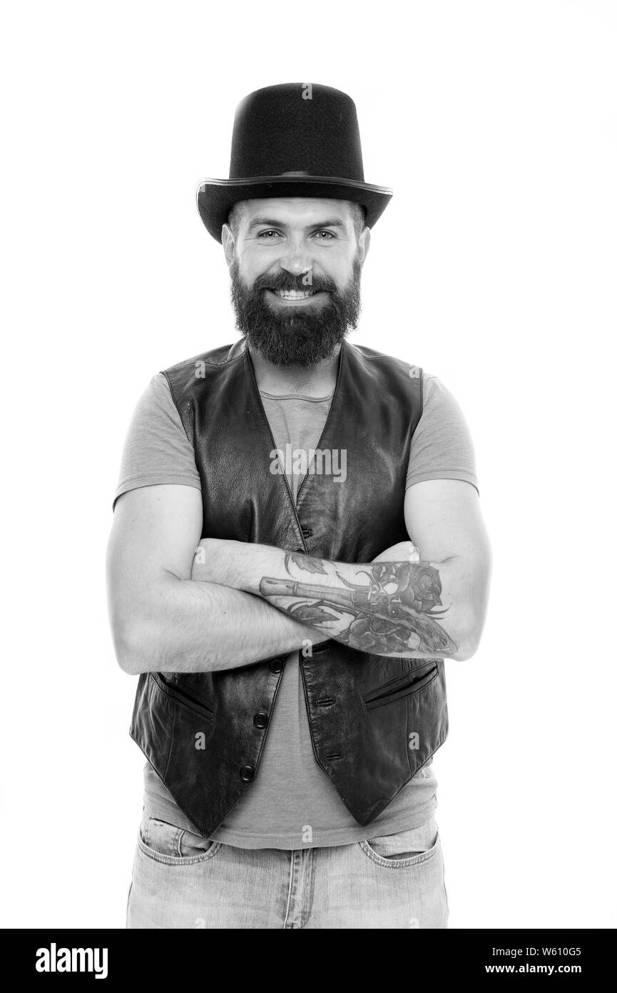 Ready to see some magic. Magician character. Magician trick performance ...