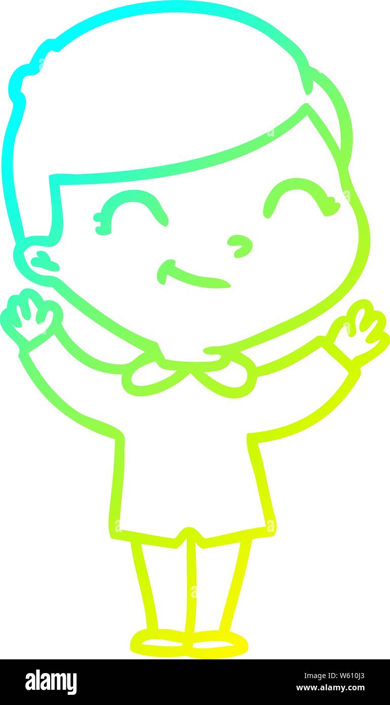 cold gradient line drawing of a cartoon boy smiling Stock Vector Image ...