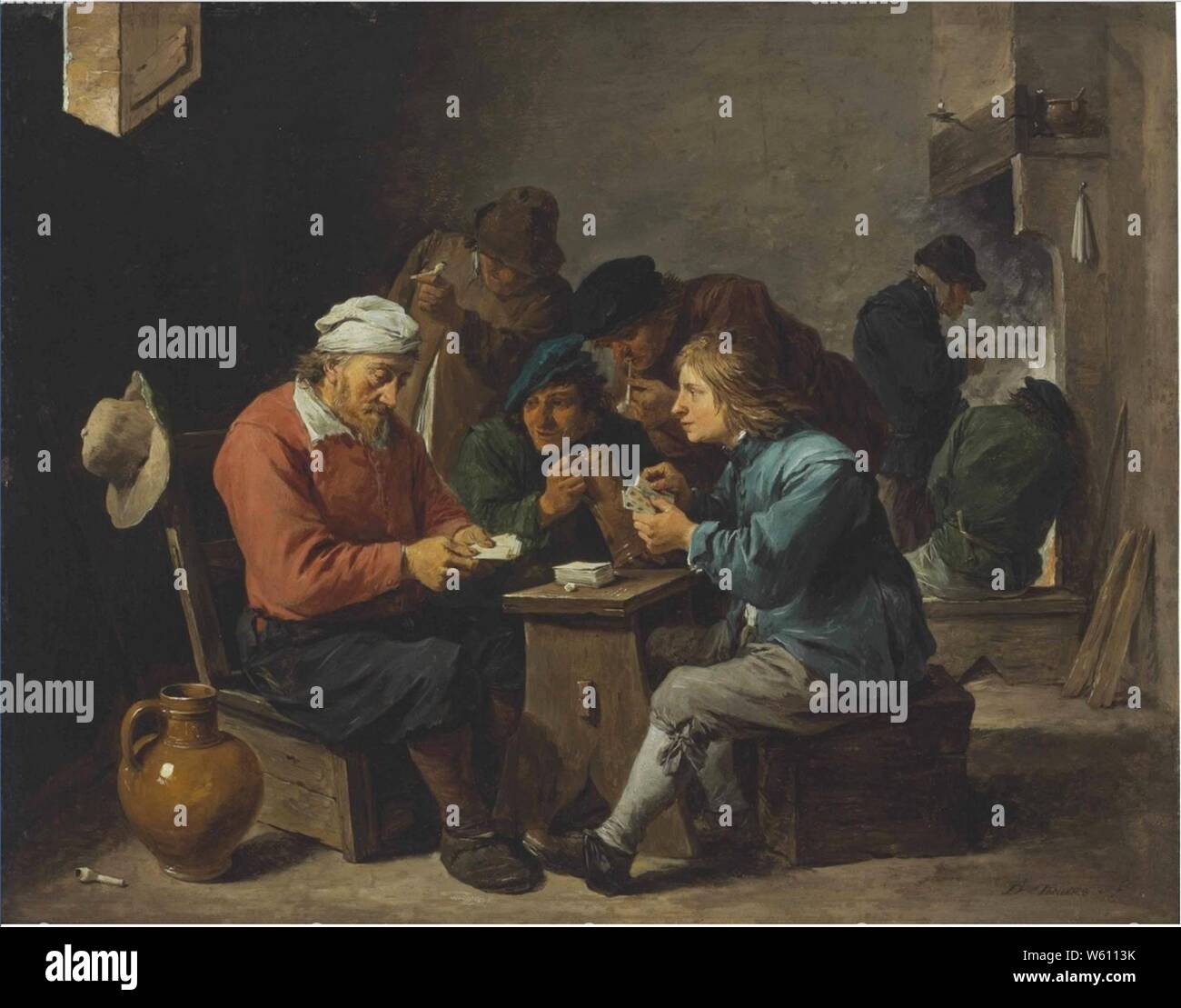 David Teniers (II) - Peasants playing cards in an interior Stock Photo ...