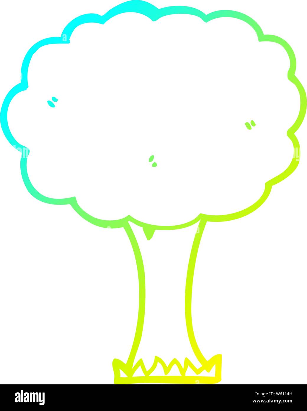 cold gradient line drawing of a cartoon tree Stock Vector Image & Art ...