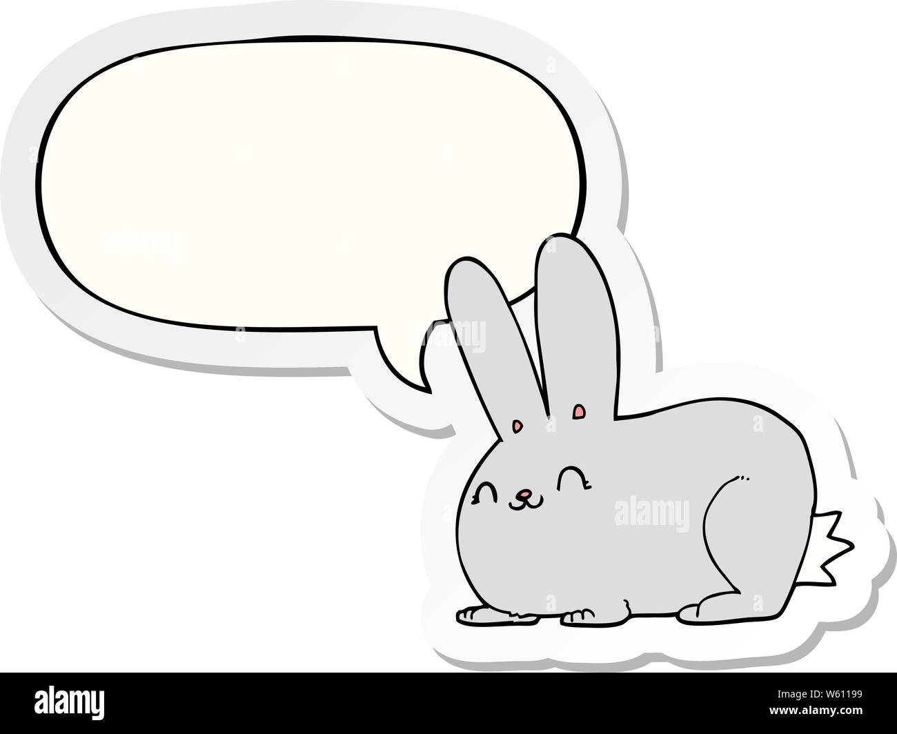 cartoon rabbit with speech bubble sticker Stock Vector Image & Art - Alamy
