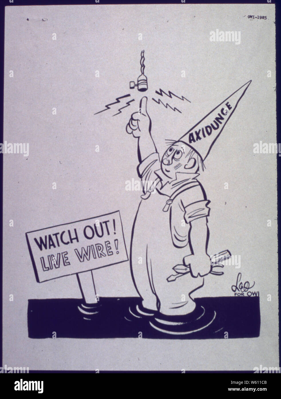 Axidunce cartoon Watch Out-Live Wire Stock Photo - Alamy