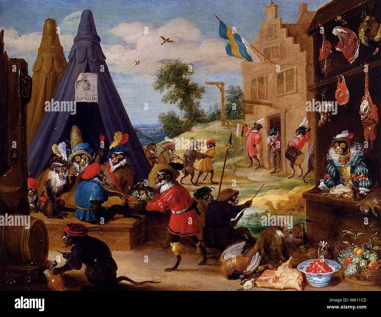 David Teniers the Younger - A Monkey Encampment - 1633 Stock Photo - Alamy