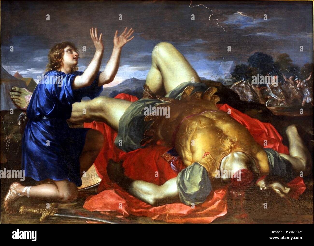 David thanking God after the death of Goliath-Italian anon Stock Photo ...