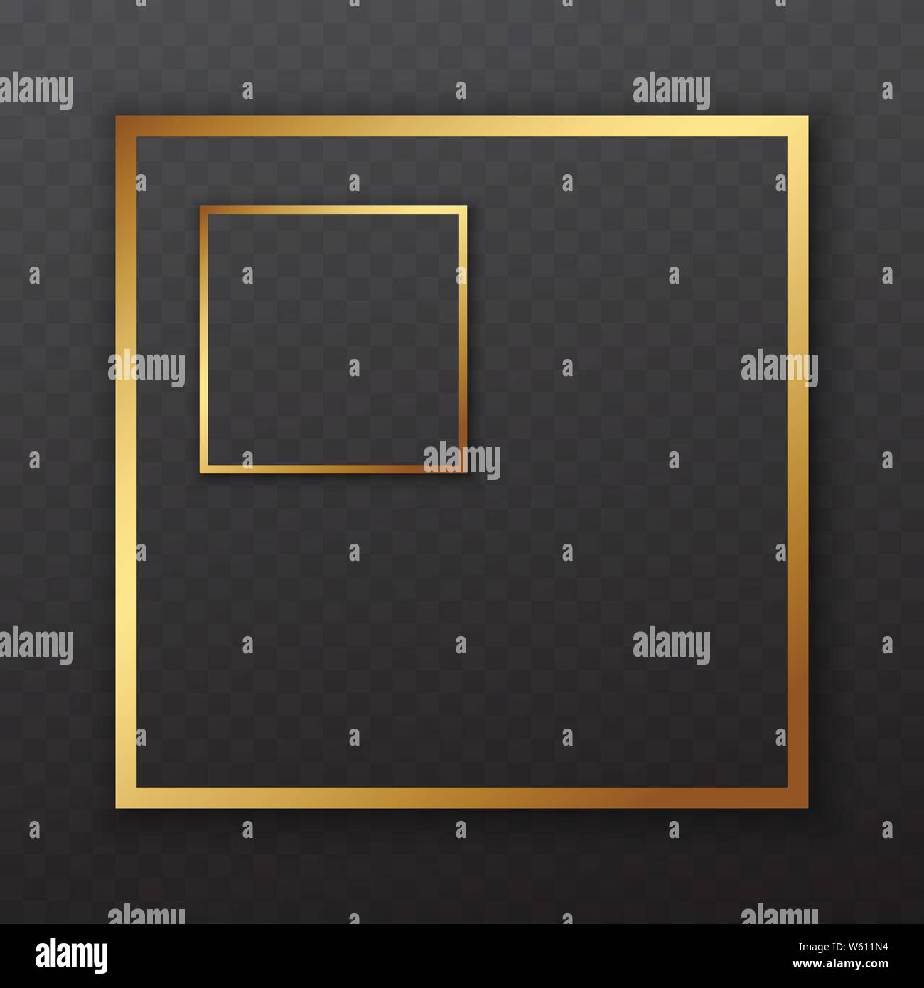 Golden square frames with soft shadow for text or picture are on ...