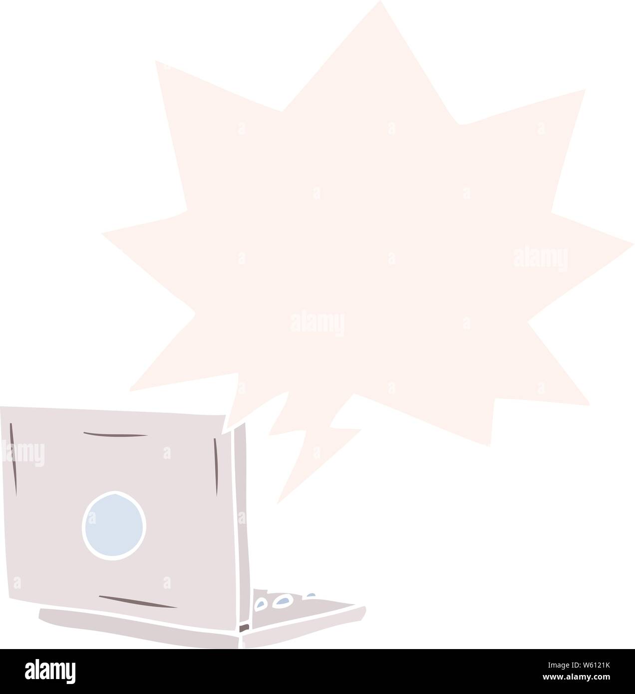 cartoon laptop computer with speech bubble in retro style Stock Vector ...