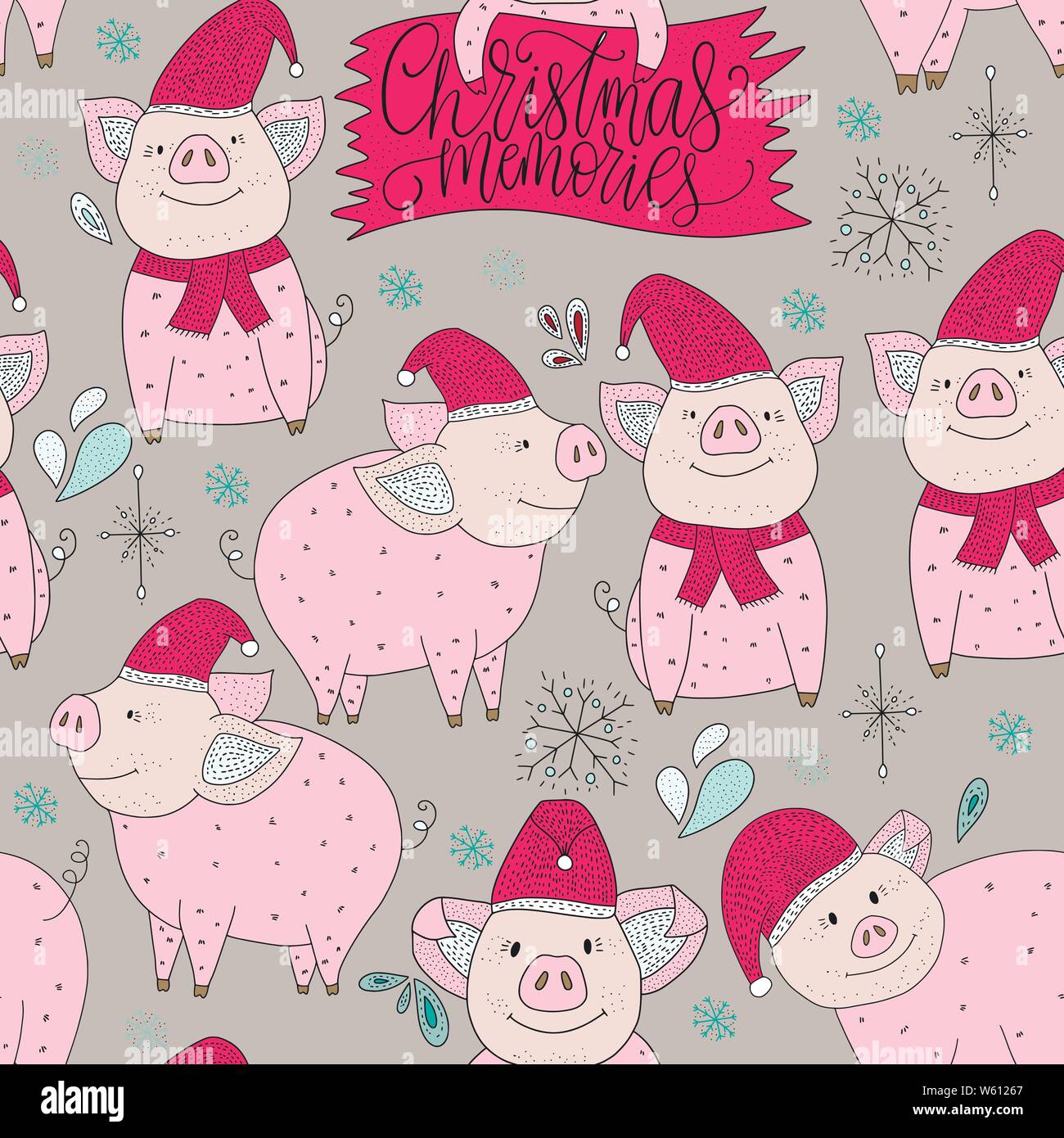 Christmas pig illustrations hi-res stock photography and images - Alamy