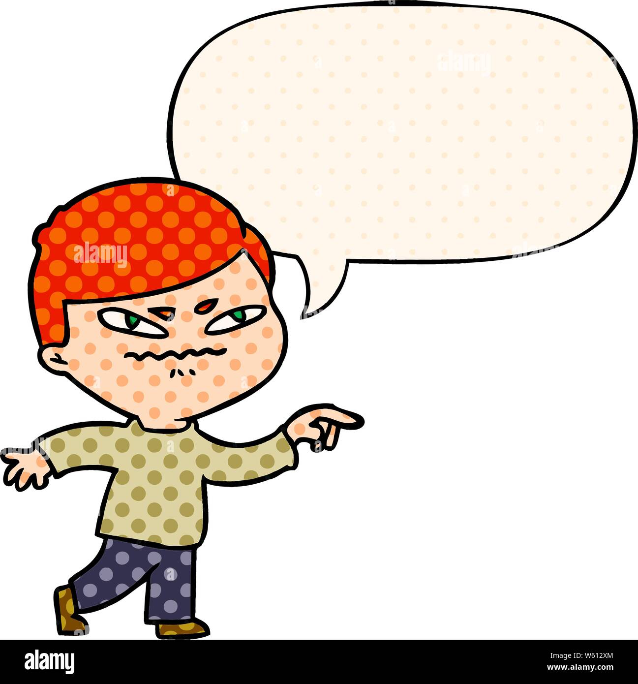 cartoon angry man pointing with speech bubble in comic book style Stock ...