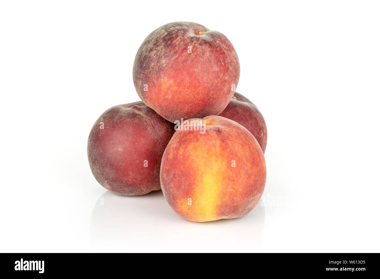 Group of four whole fresh red peach isolated on white background Stock ...