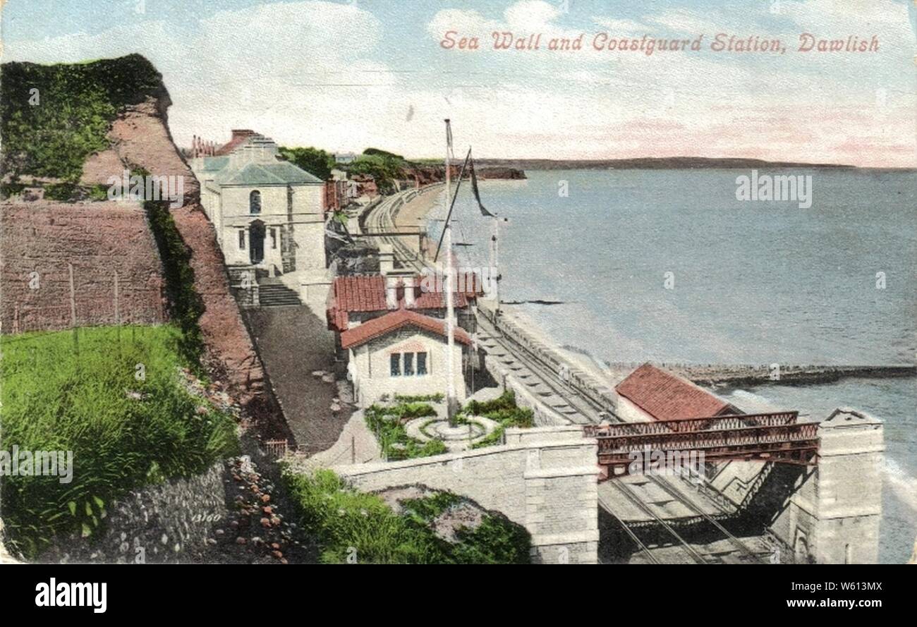 Dawlish Sea Wall and Coastguard Station Stock Photo - Alamy