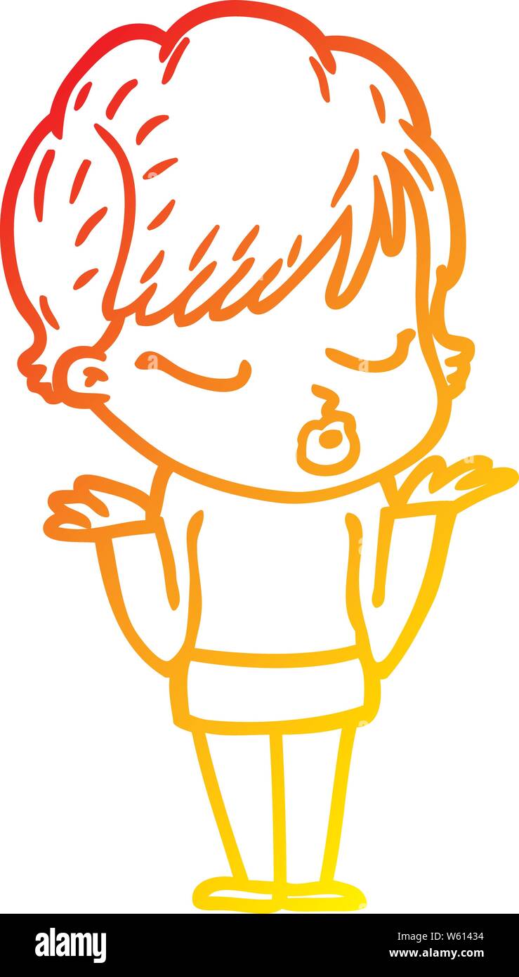 warm gradient line drawing of a cartoon woman with eyes shut Stock ...