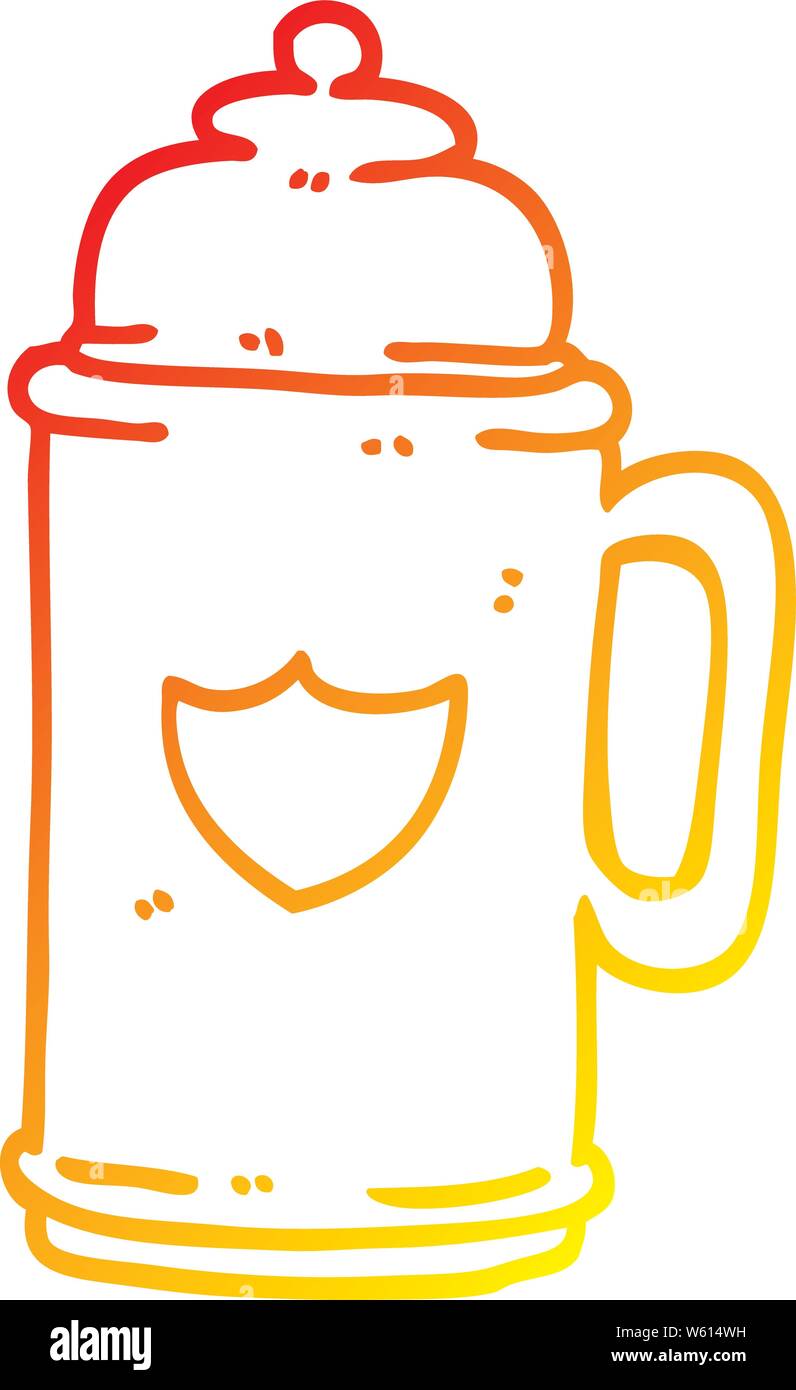 warm gradient line drawing of a cartoon golden tankard Stock Vector ...