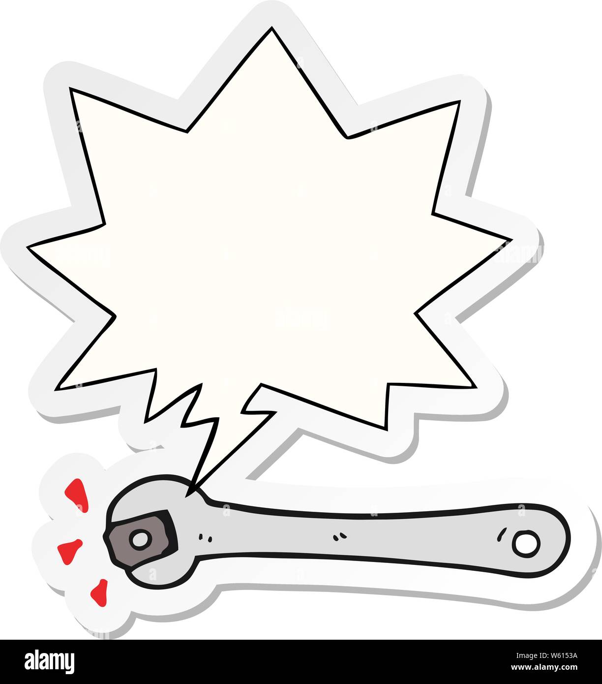 cartoon spanner turning nut with speech bubble sticker Stock Vector ...