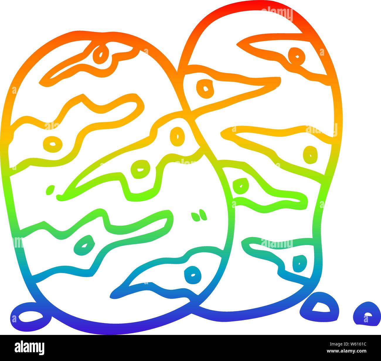rainbow gradient line drawing of a cartoon potatoes Stock Vector Image ...