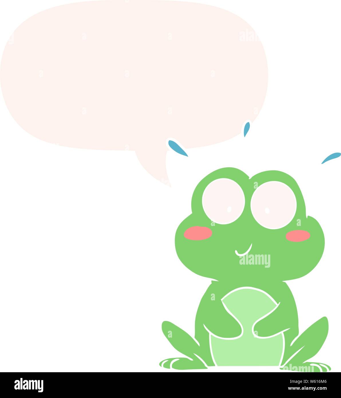cute cartoon frog with speech bubble in retro style Stock Vector Image ...