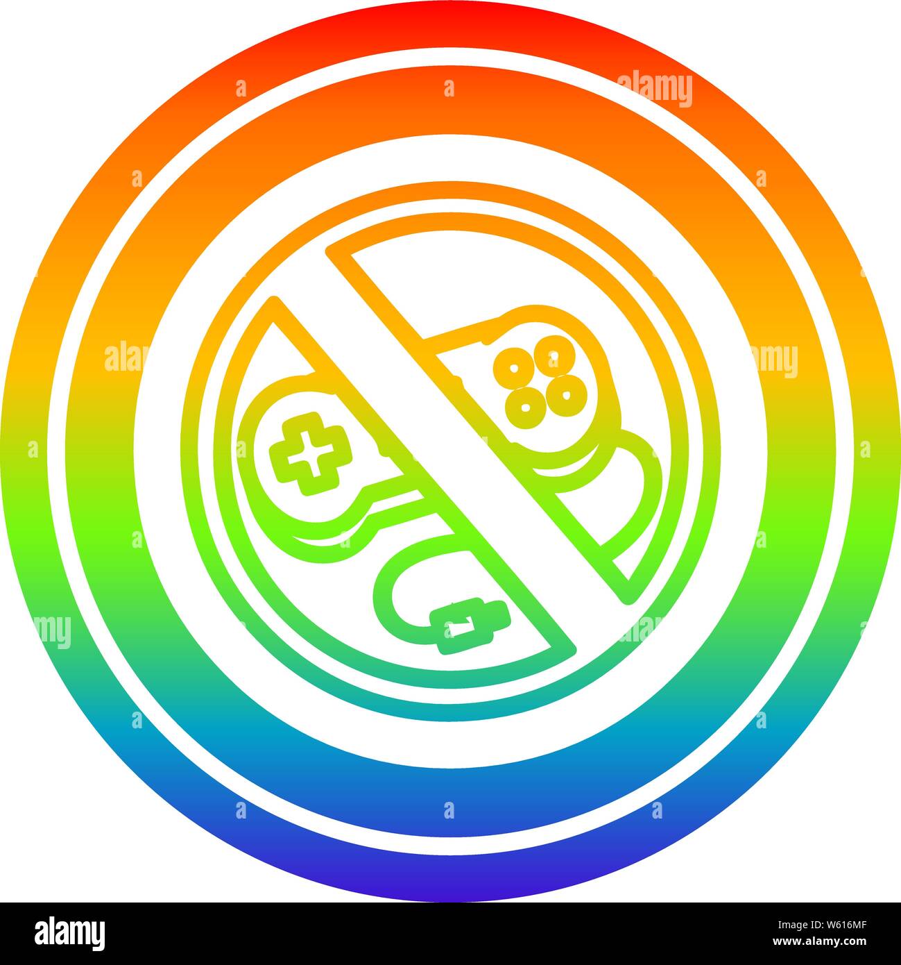 no gaming circular icon with rainbow gradient finish Stock Vector Image ...