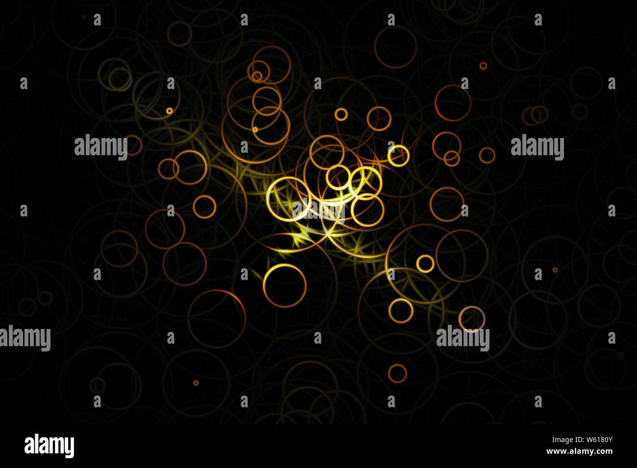 Abstract orange sound waves oscillating with circle ring on black ...