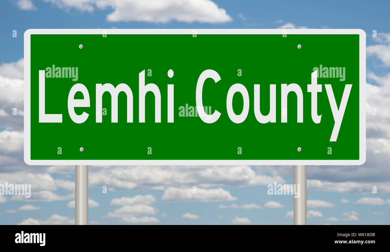 Rendering of a green highway sign for Lemhi County Idaho Stock Photo ...