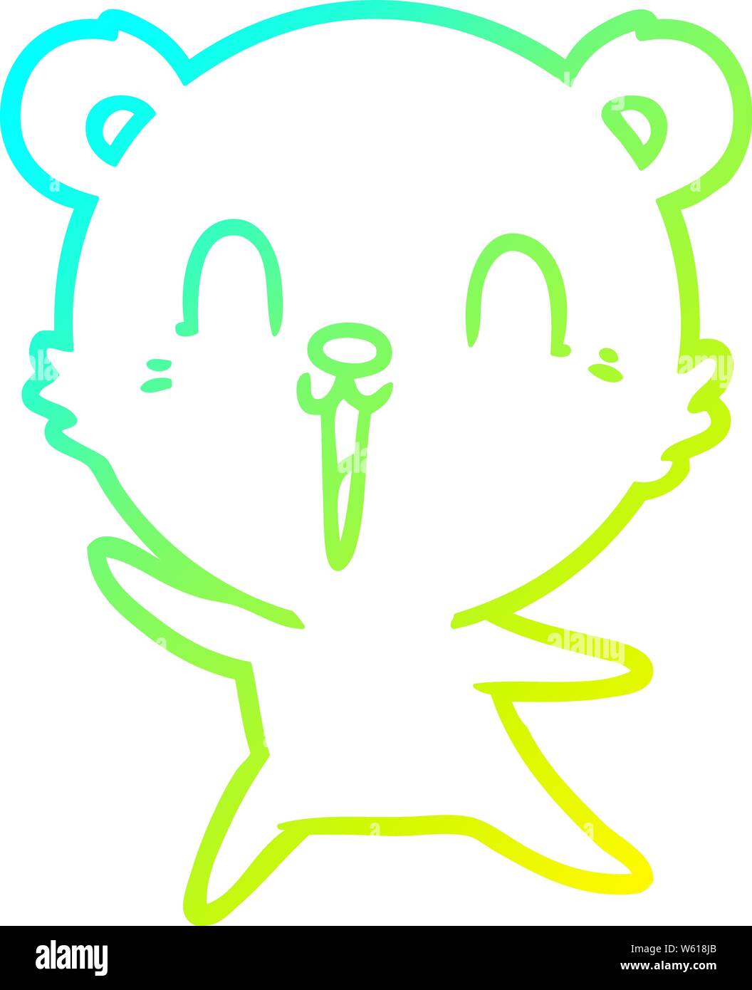 cold gradient line drawing of a happy cartoon bear Stock Vector Image ...