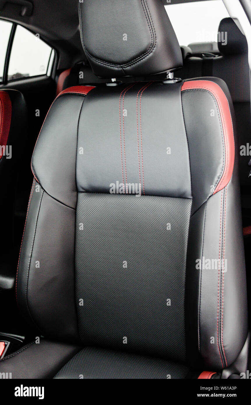Leather car seat. Car interior details Stock Photo - Alamy
