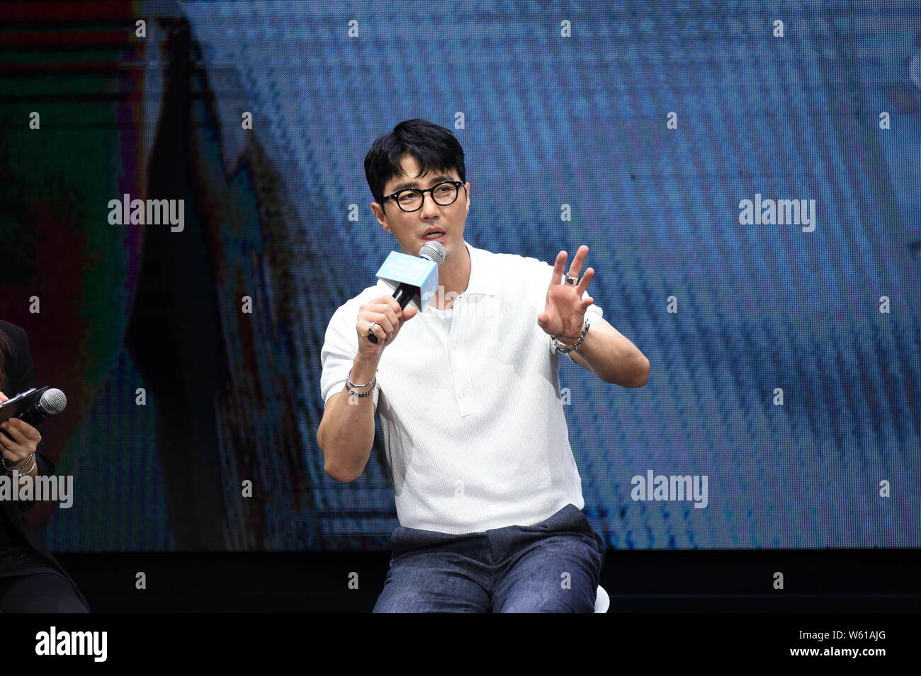 South Korean actor Cha Seung-won attends a fan meeting event in Taipei ...