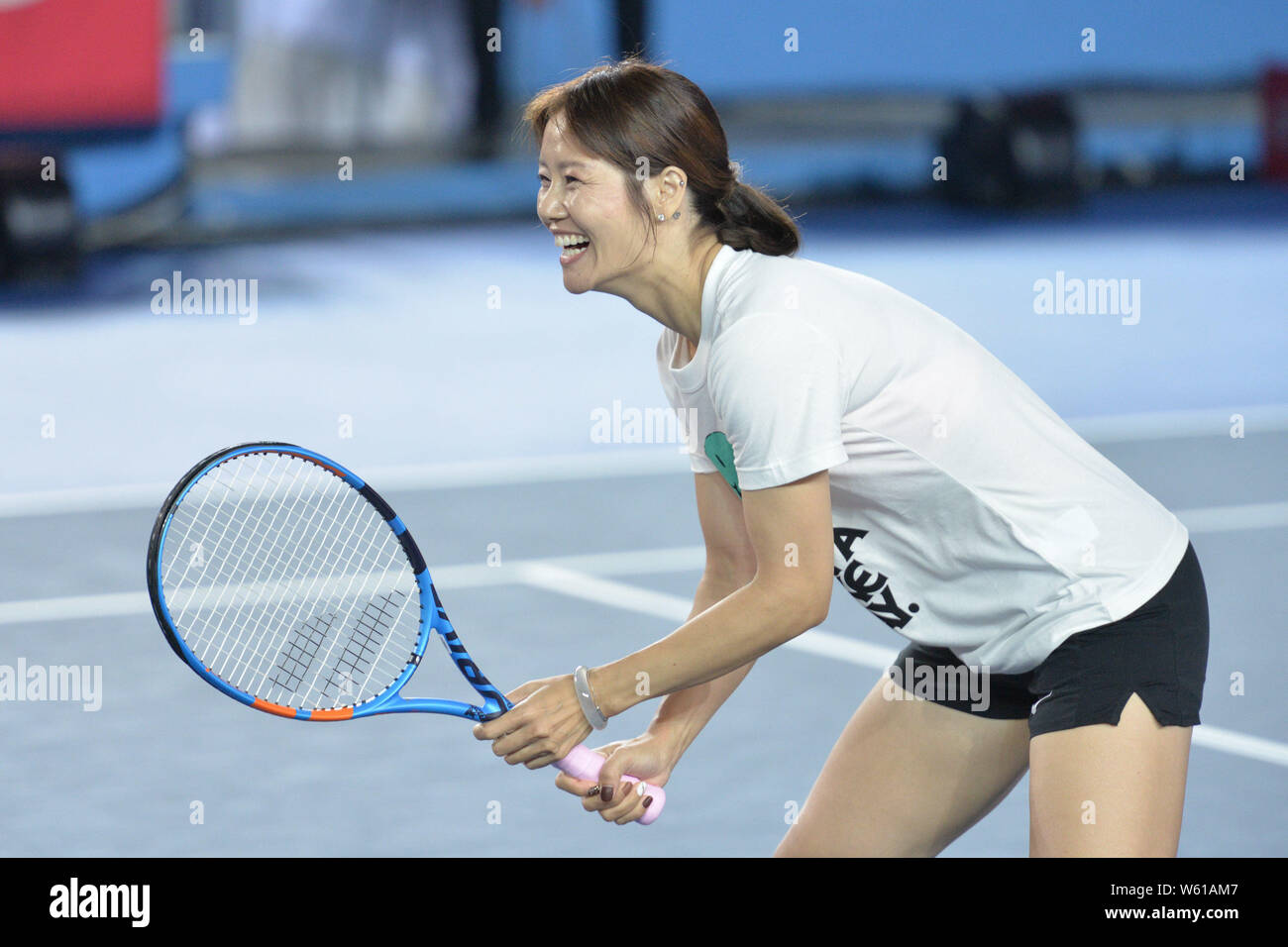 Retired Chinese tennis star Li Na is pictured at a celebrity exhibition ...