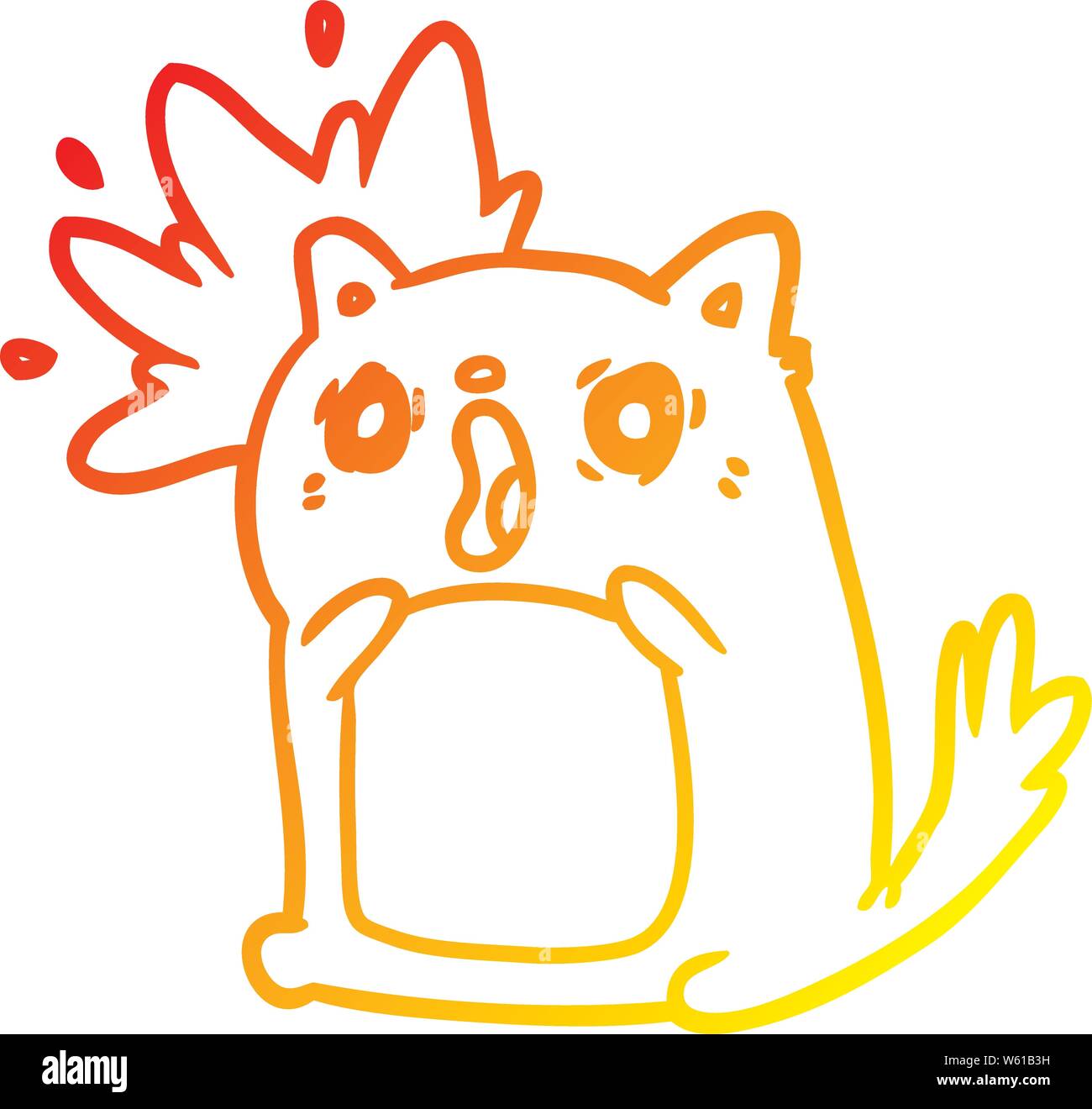 warm gradient line drawing of a shocked cat amazed Stock Vector Image ...