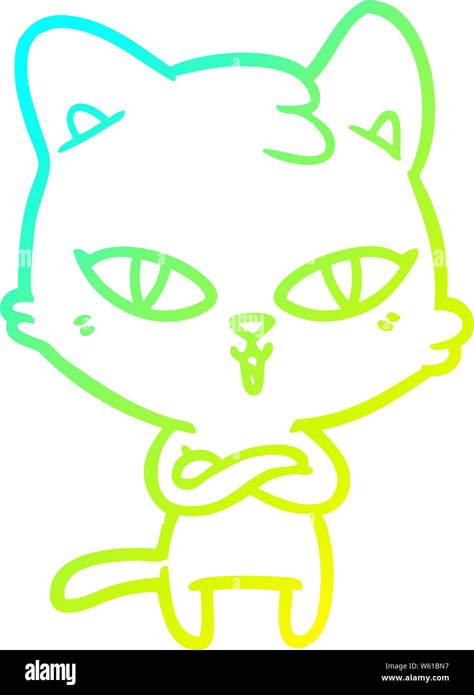 cold gradient line drawing of a cartoon cat Stock Vector Image & Art ...