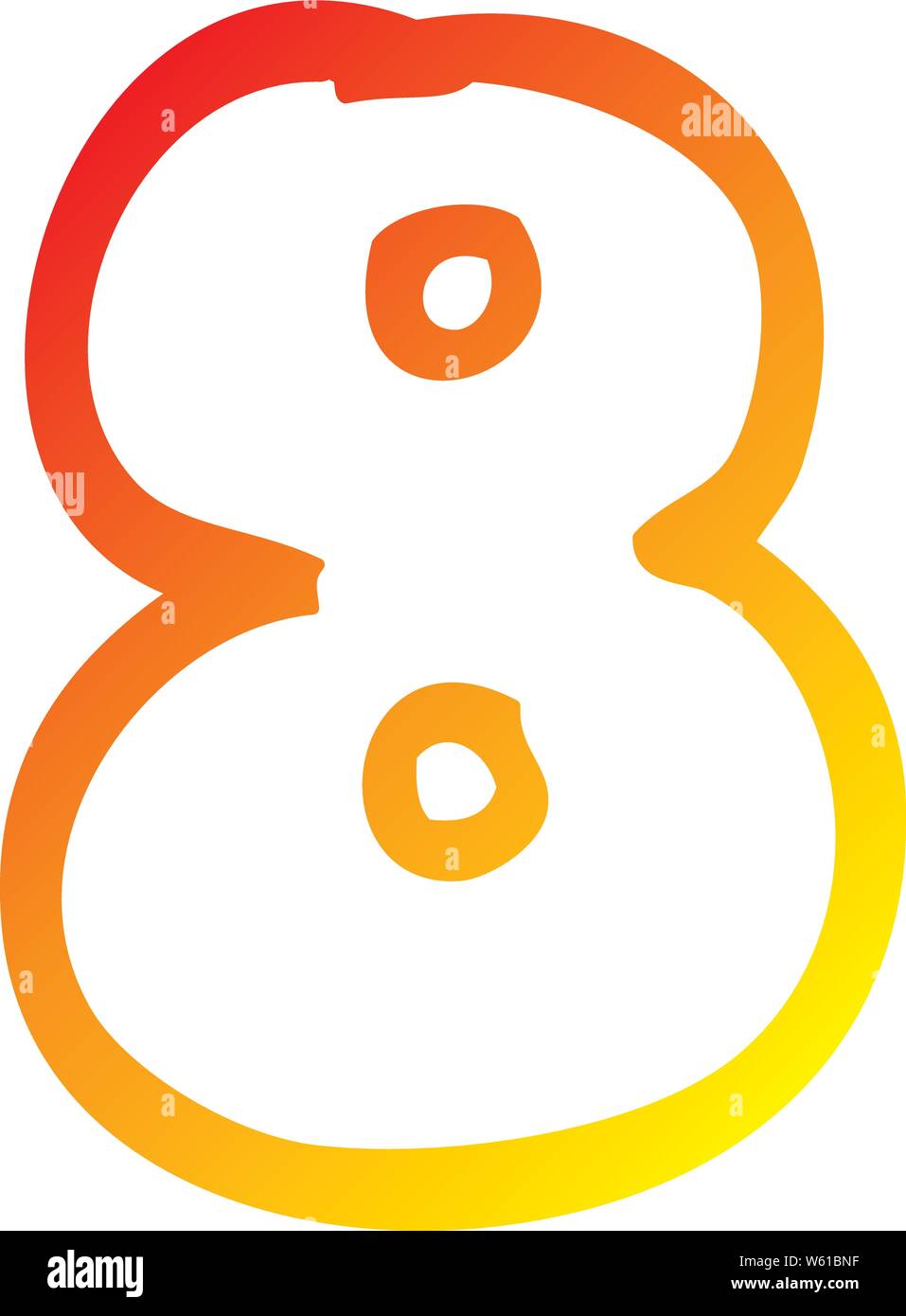 warm gradient line drawing of a cartoon number 8 Stock Vector Image ...